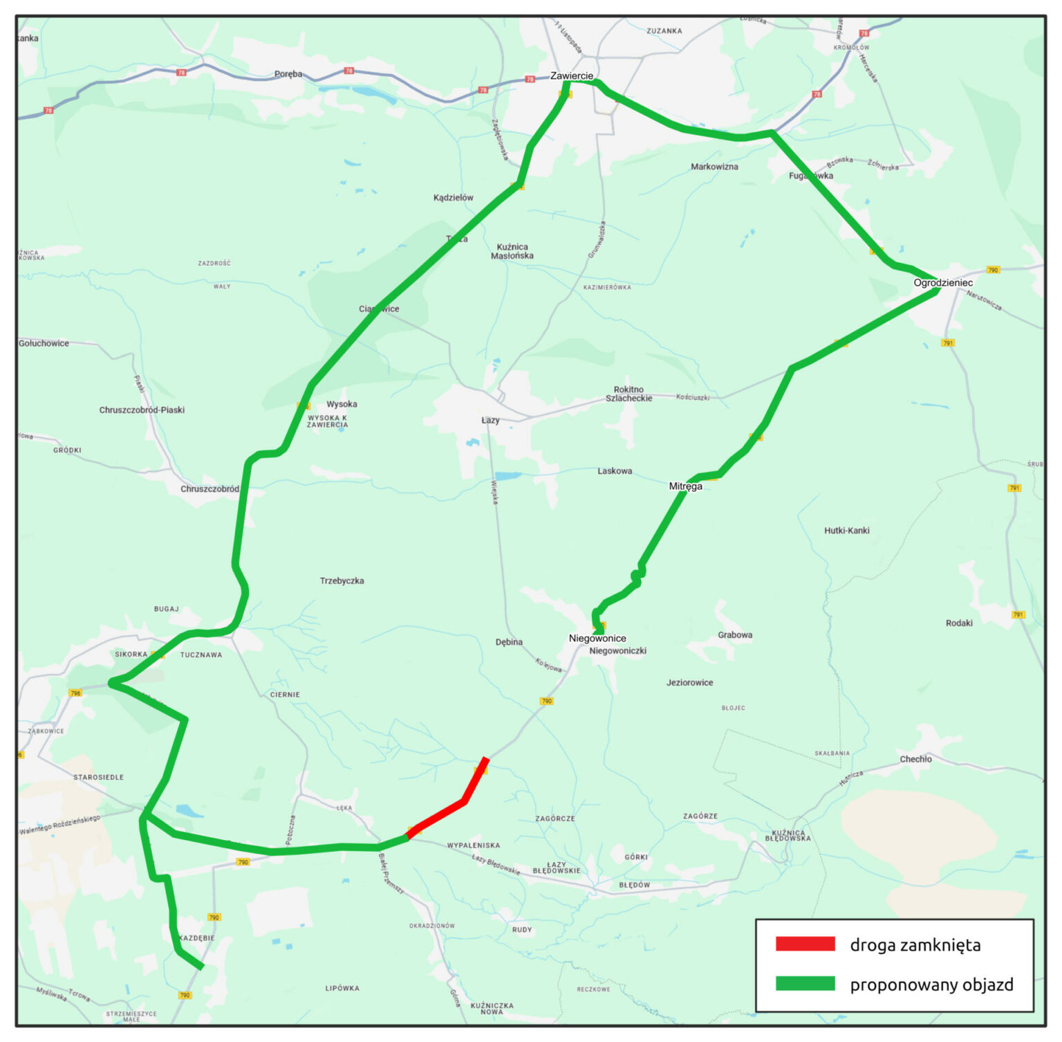 Droga na Jurę zamknięta na czas przebudowy [MAPA OBJAZDU] - Dąbrowa Górnicza